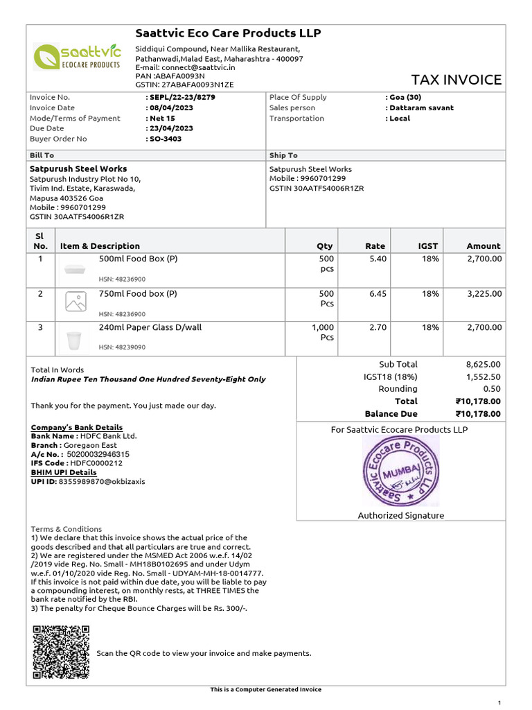 Veg Non Veg Sticker | PDF | Invoice | Payments