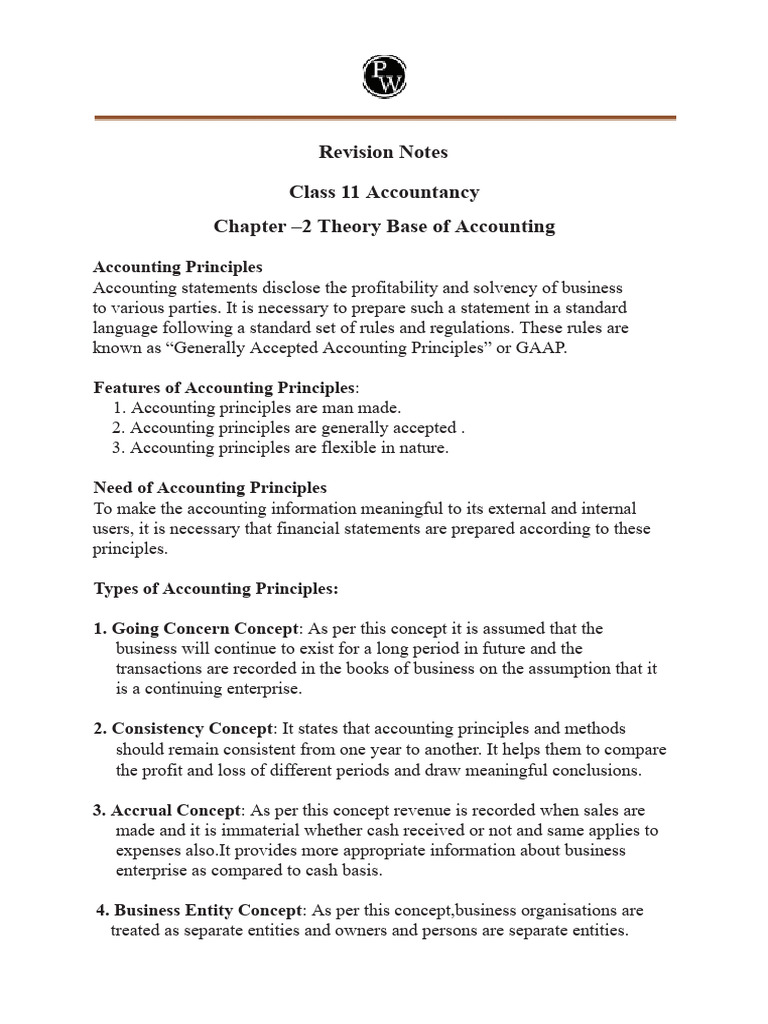 Reference Notes - Theory Base of Accounting | PDF | Financial Statement ...
