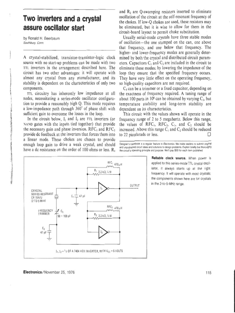 Sure Starting TTL Crystal Oscillator | PDF