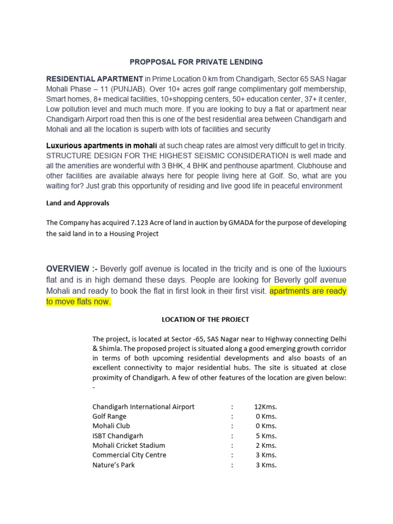 Project GMADA 100 Mohali | PDF | Business