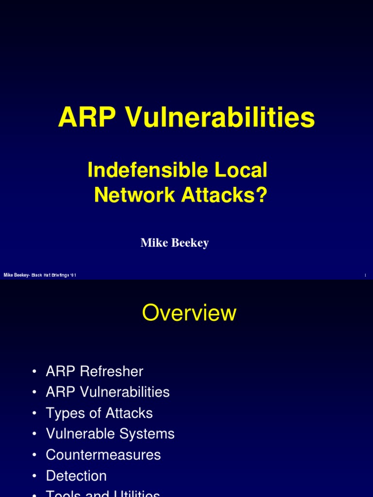 ARP Vulnerabilities: Indefensible Local Network Attacks? | PDF | Denial Of Service Attack ...