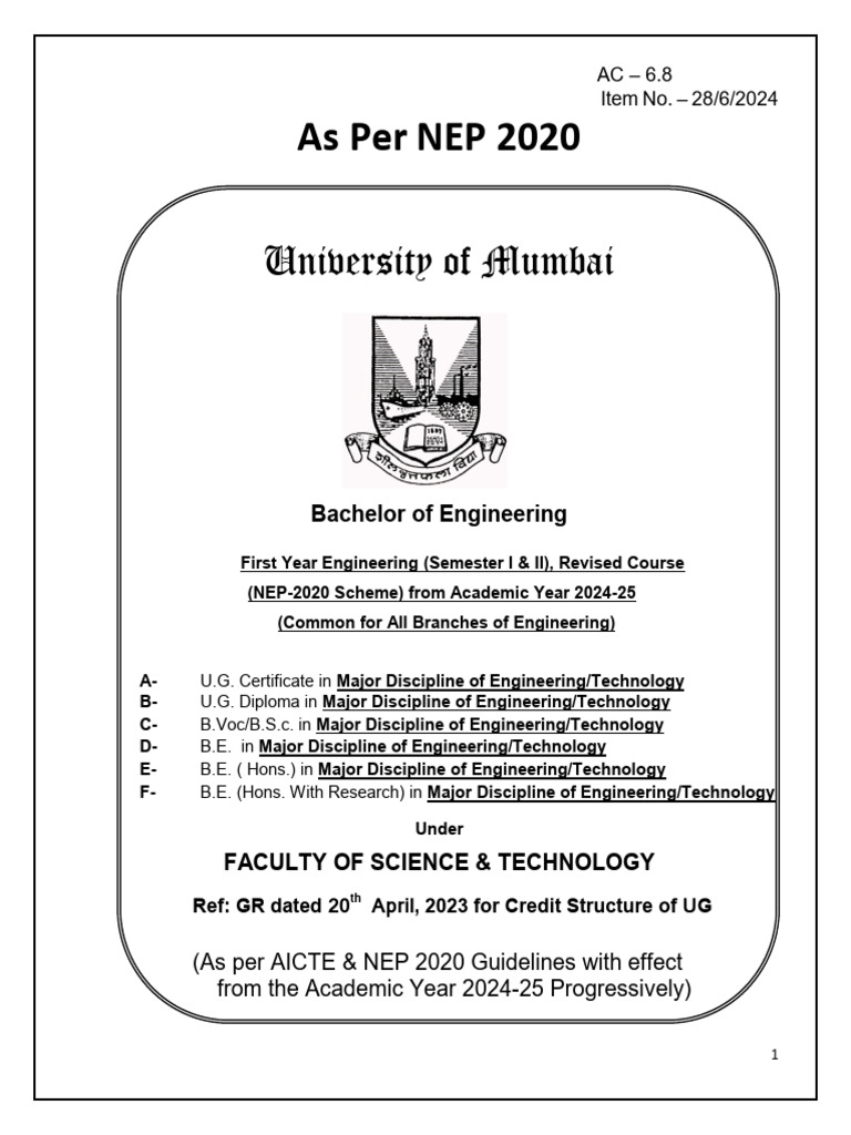NEP 2020 First Year Engineering Syllabus | PDF | Matrix (Mathematics ...