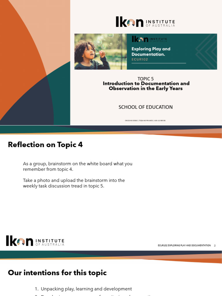 ECUR102 Topic 5 Introduction To Documentation and Observation in The Early Years-1 | PDF ...