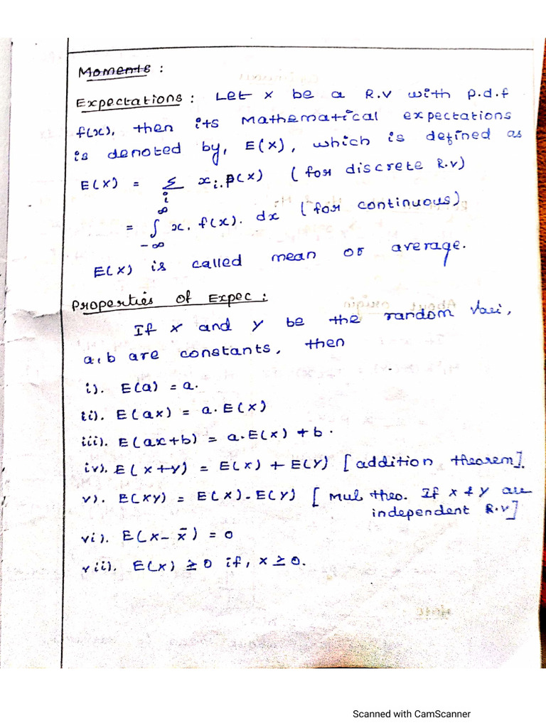 Moments and MGF Unit2 | PDF