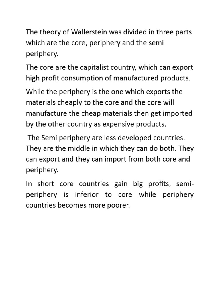 Wallerstein's World System Theory Model | PDF