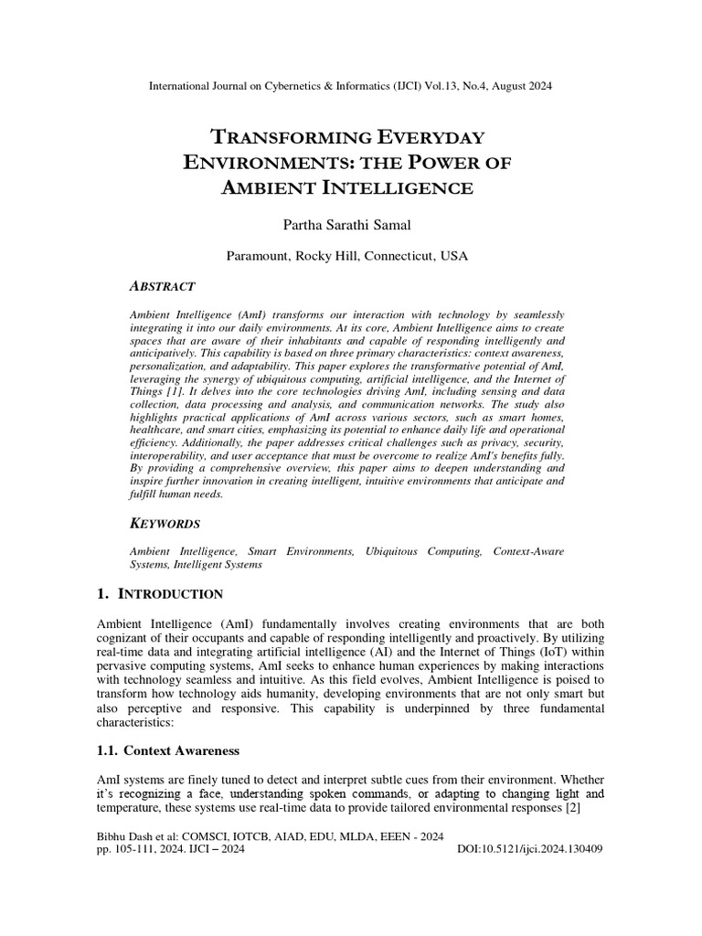 Transforming Everyday Environments: The Power of Ambient Intelligence | PDF | Internet Of Things ...
