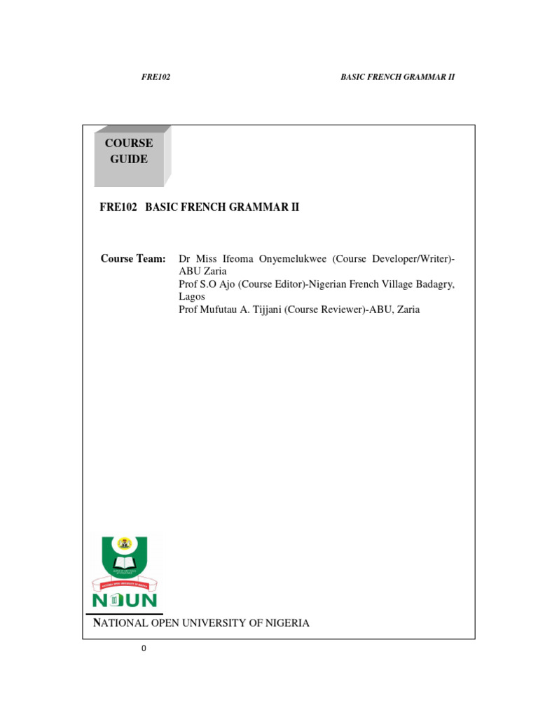Fre 102 Basic French Grammar II | PDF | Grammatical Conjugation ...