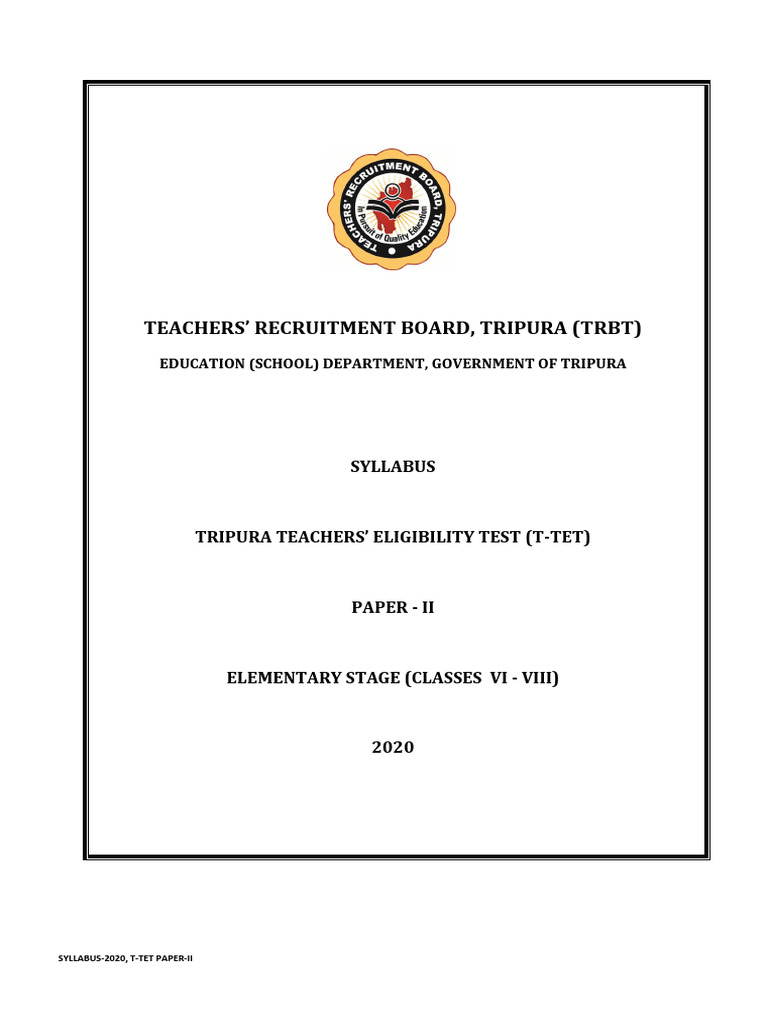 T-TET Paper-II Syllabus 2020 | PDF | Learning | Mathematics