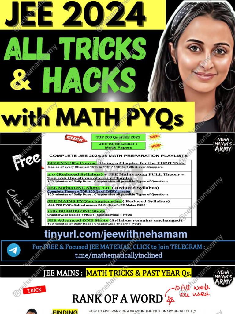JEE Mains Math Tricks & PYQs | PDF | Ellipse | Matrix (Mathematics)