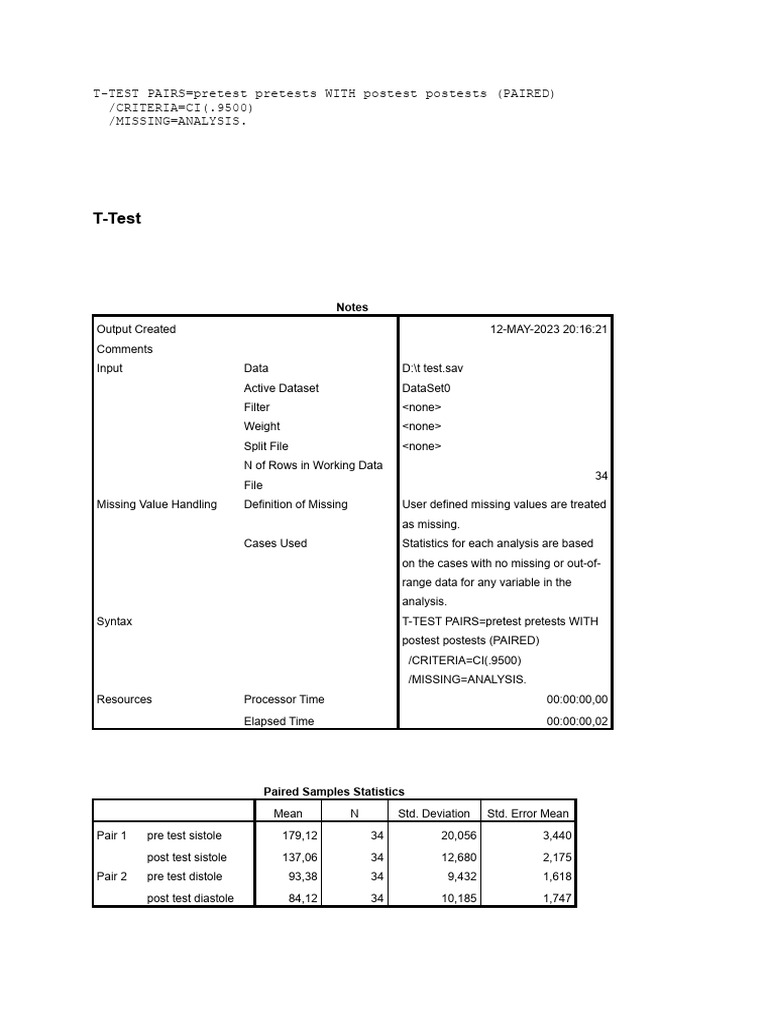 TD T Test | PDF | Student's T Test | Statistics