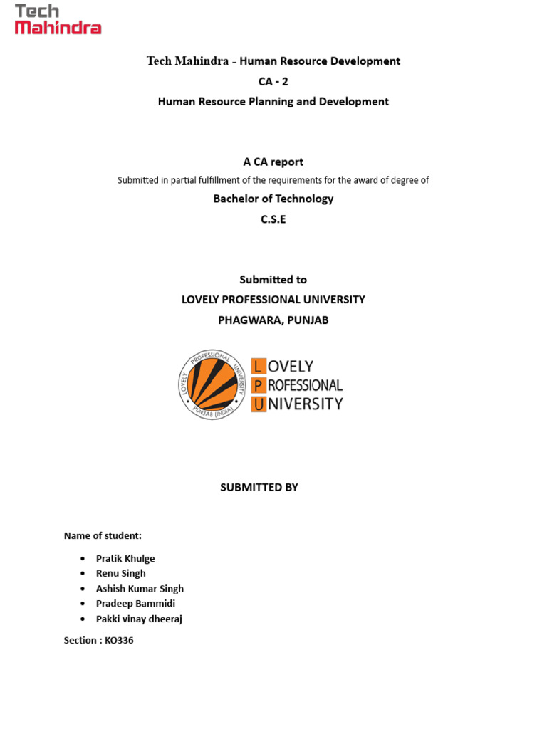 Analyse The HRD Practices Tech Mahindra 3 | PDF | Corporate Social Responsibility | Learning