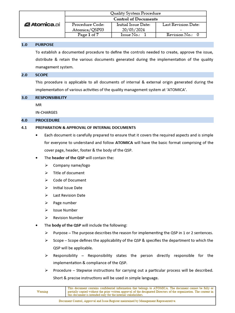03 Control of Documents | PDF | Quality Management System | Scope ...