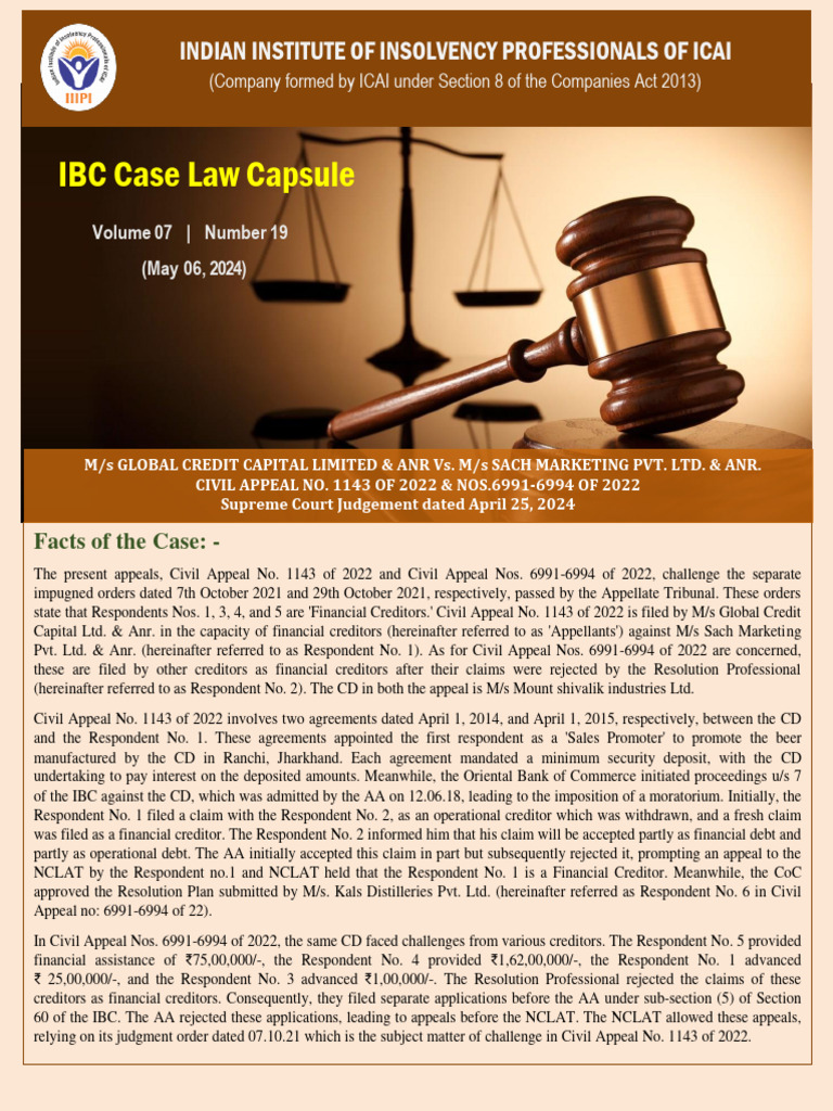 IBC Case Law Capsules Volume 07 Number 18 May 06 2024 1 | PDF ...