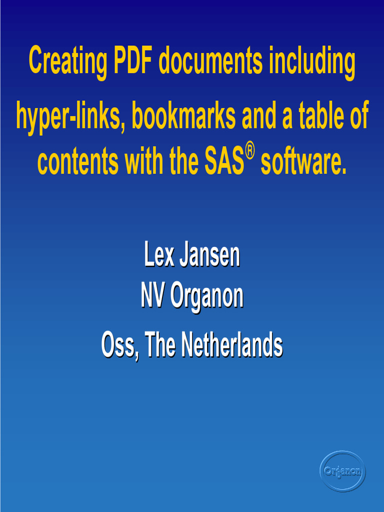 Creating PDF Documents Including Hyper-Links, Bookmarks and A Table of Contents With The SAS ...