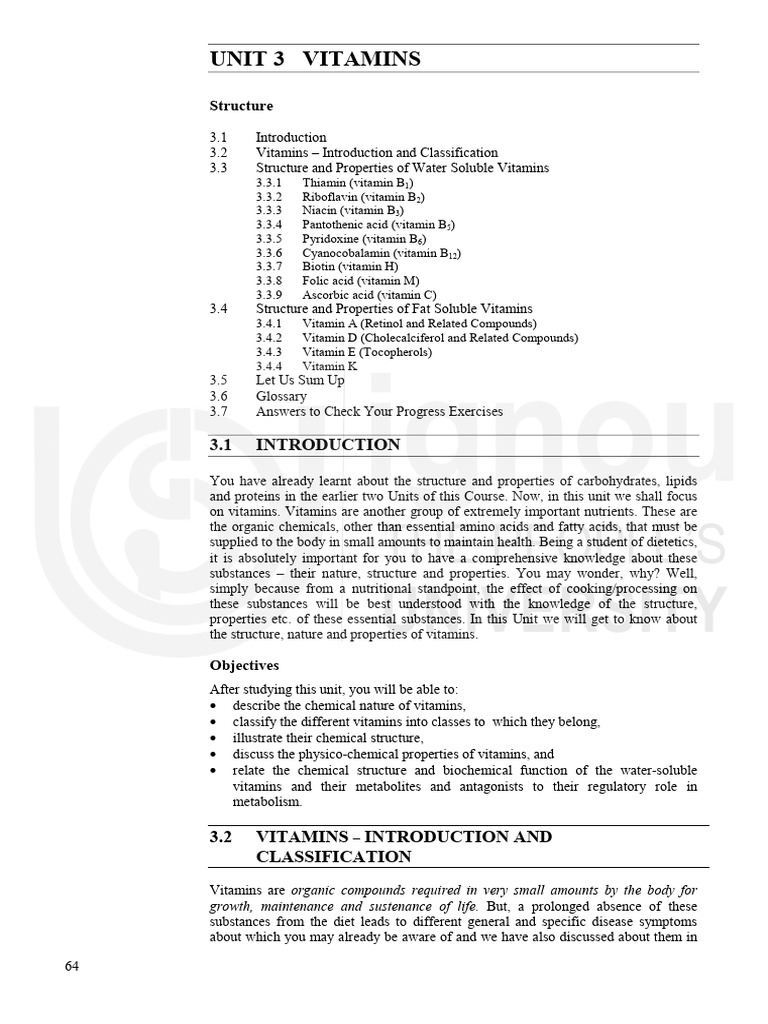 Unit 3 Pdf Vitamin A Vitamin