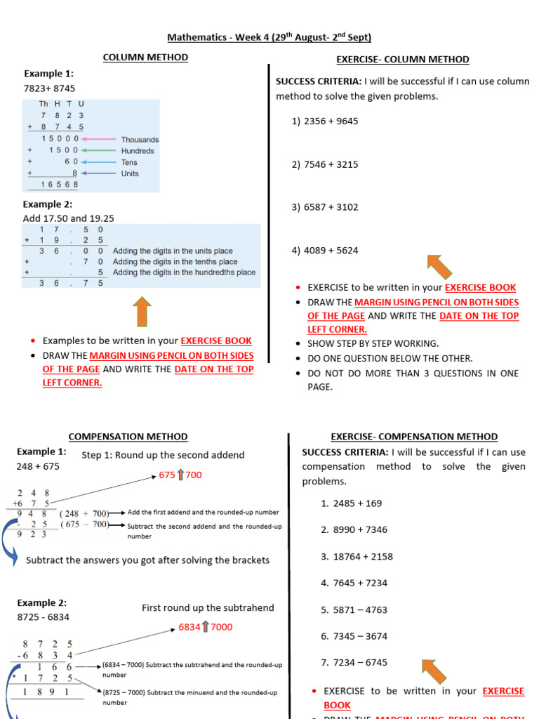Math Google Classroom Week 4 Maths | PDF | Subtraction | Numbers