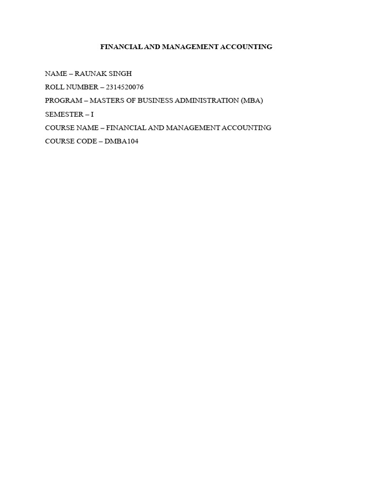 Financial and Management Accounting | PDF | Debits And Credits ...