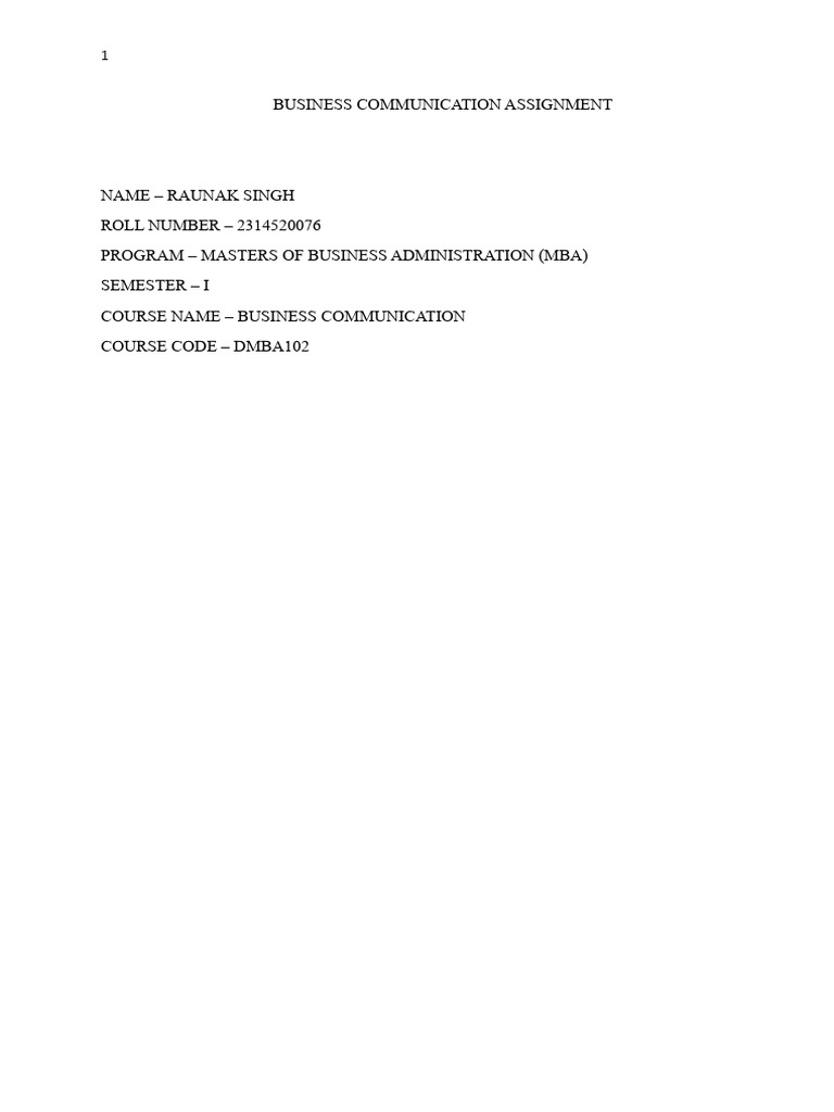 Business Communication Assignment | PDF | Nonverbal Communication | Brand