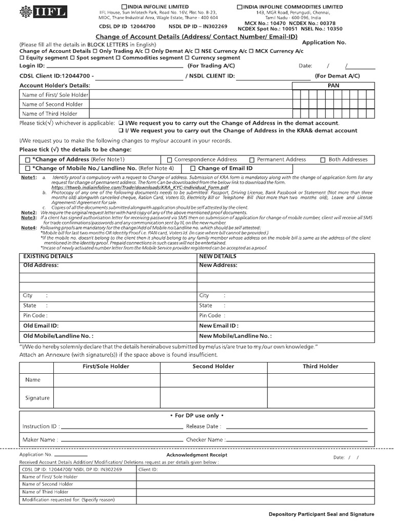 Change Account Details | PDF