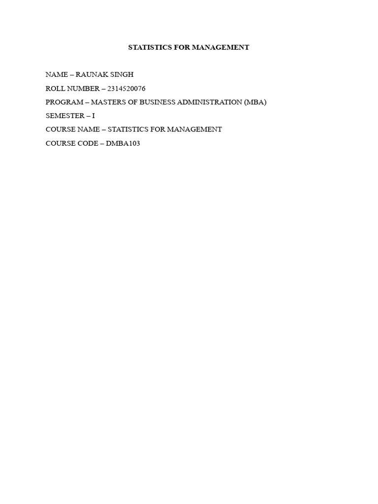 Statistics For Management | PDF | Estimator | Level Of Measurement