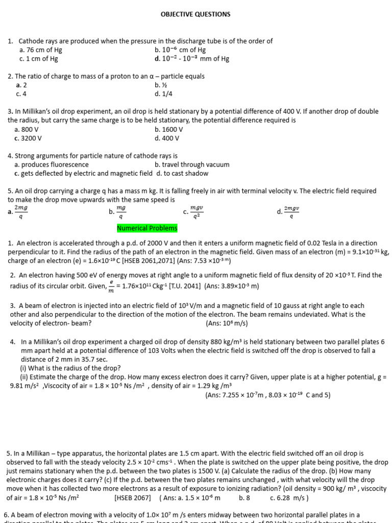 Electron Chapter Homework | PDF | Electron | Magnetic Field