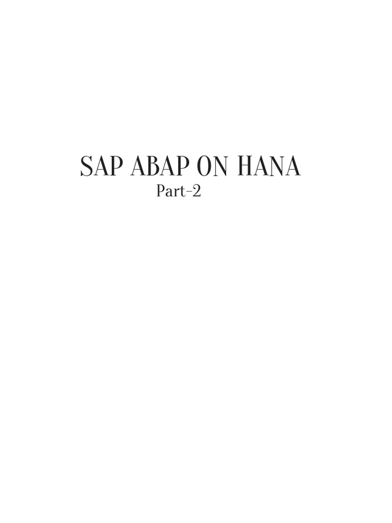 ABAP On HANA Synatx Part 2 | PDF | Software Development | Computer Engineering