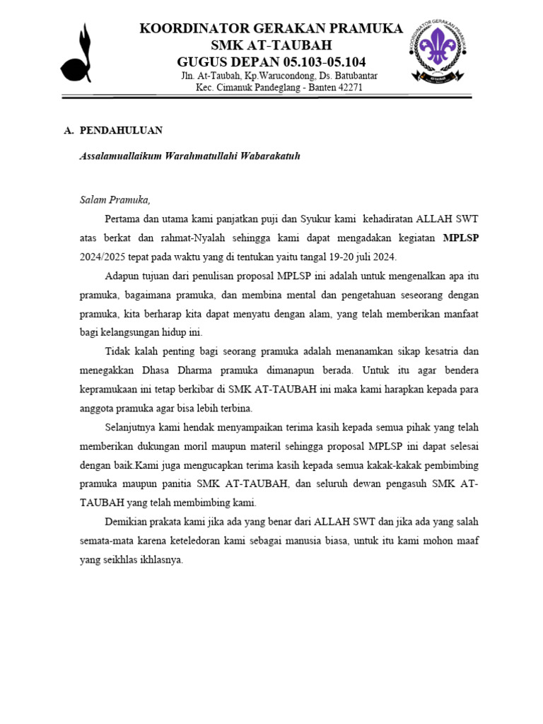 Proposal Pramuka SMK Atb | PDF