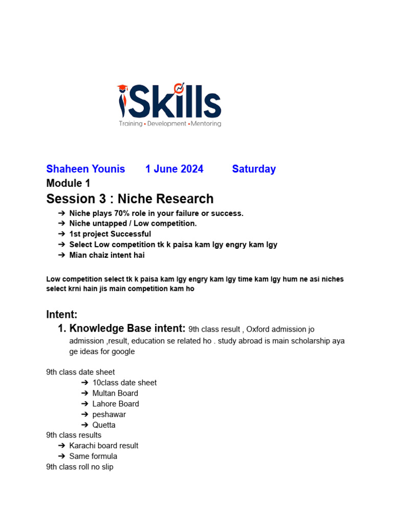 Session 3,4,5 Niche Research | PDF | Internet Search Engines | Internet ...