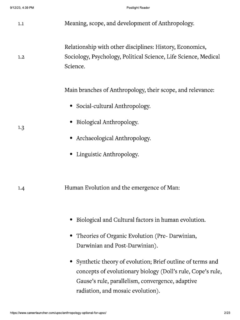 Anthropology Syllabus | PDF