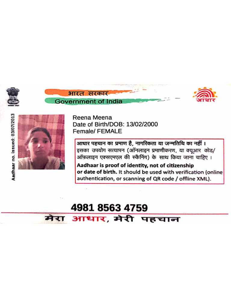 Aadhar Reena Meena | PDF