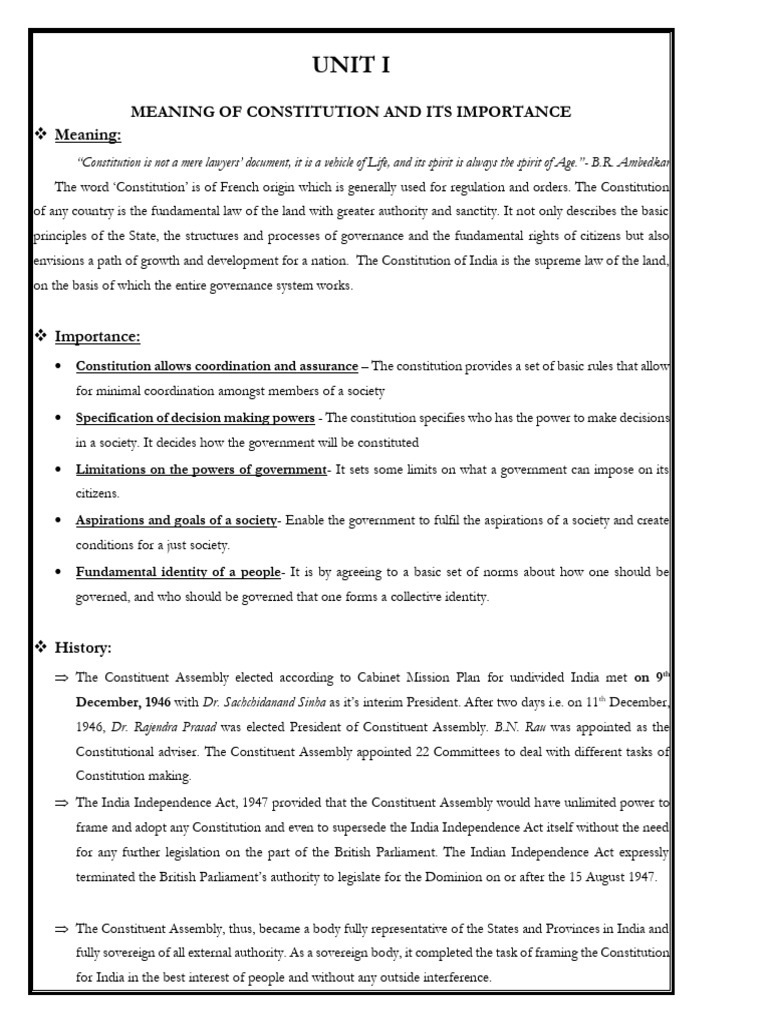 U1 Constitution Meaning Features | PDF | Constitution | Government