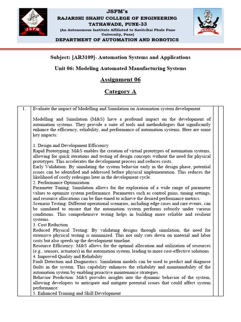 ASA Unit 6 Assignment 6 | PDF | Simulation | Control Theory