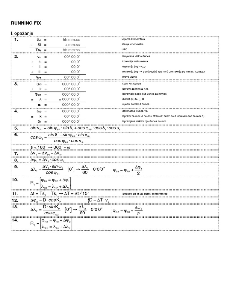 Running Fix - Astronomska Navigacija | PDF
