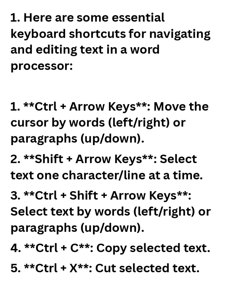 Essential Text Editing Shortcuts | PDF | Databases | Keyboard Shortcut