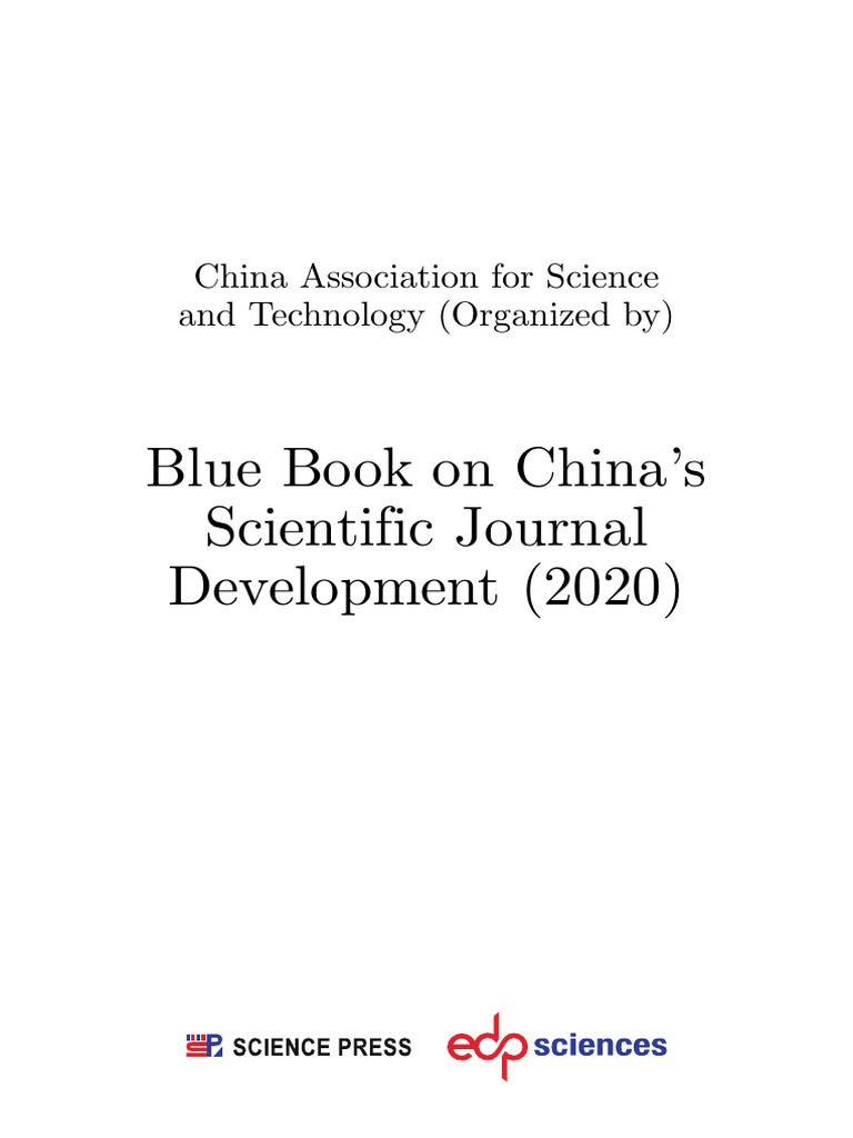 Blue Book On China 'S Scientific Journal Development (2020) : China ...