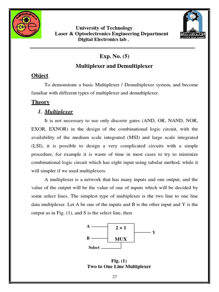 Ex 5 Multiplexer and Demultiplexer | PDF | Electrical Circuits ...