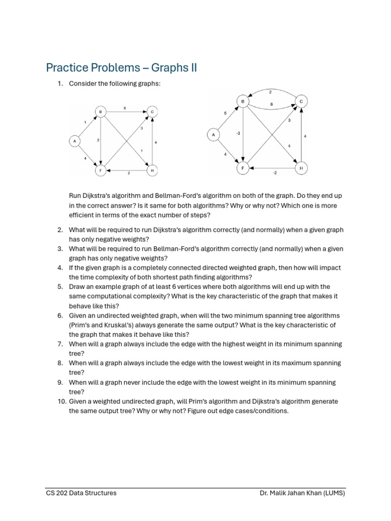 Practice Problems Graphs II | PDF