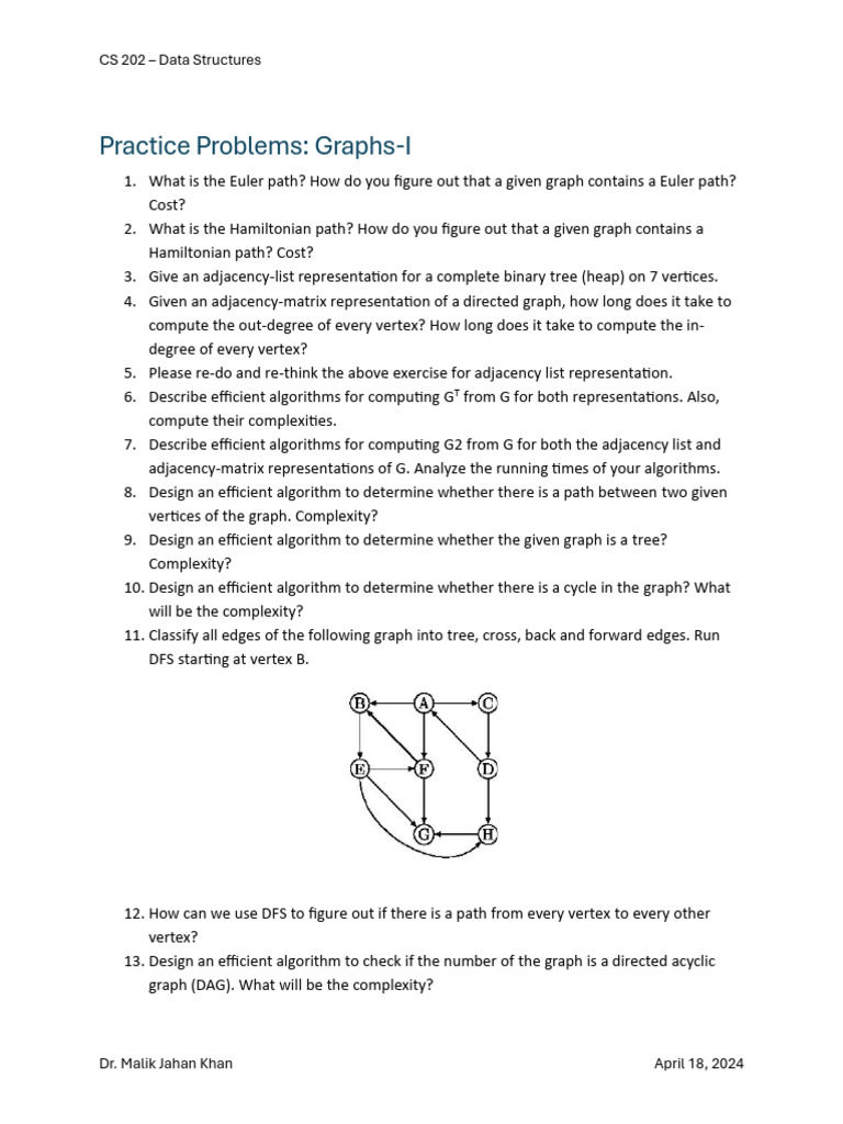 Practice Problems Graphs I | PDF | Discrete Mathematics | Graph Theory