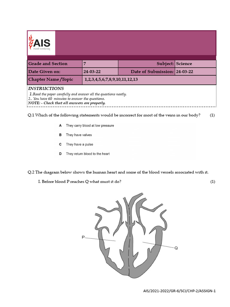 Grade 7 Science Mock Paper 2022 | PDF | Oxide | Lung