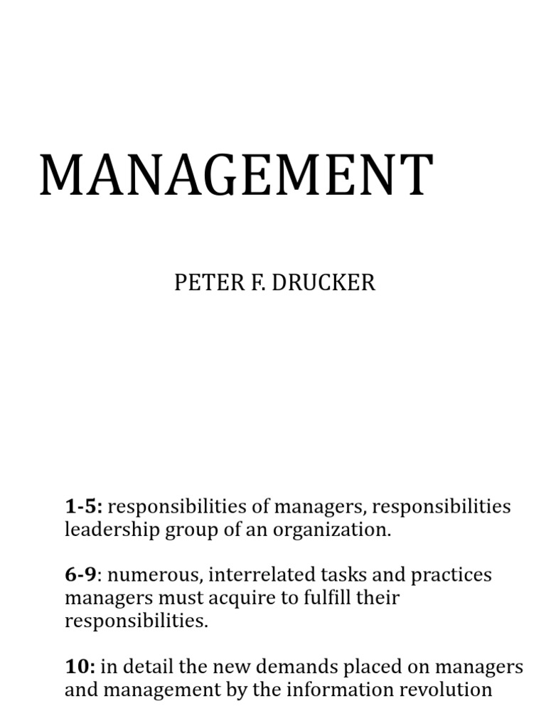 Peterdrucker Management MB | PDF | Entrepreneurship | Knowledge