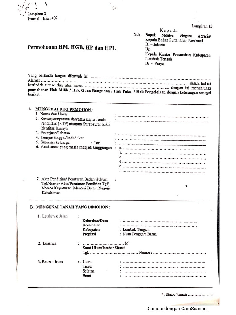 Permohonan HM, HGB, HP, Dan HPL | PDF