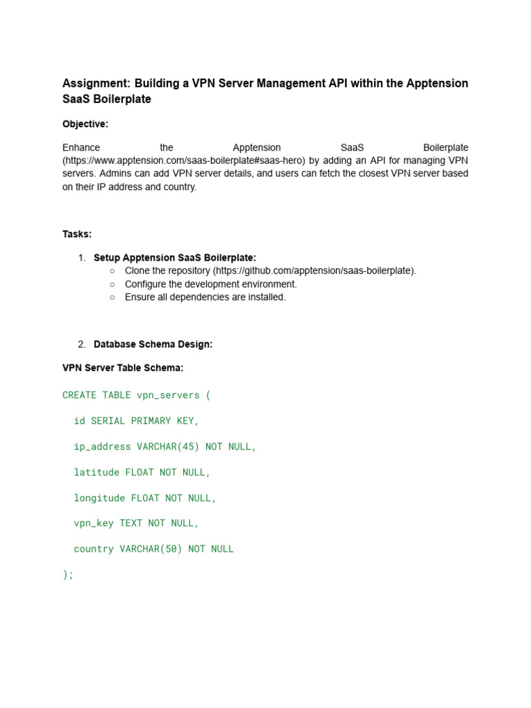 Backend SDE Intern Assignment | PDF | Ip Address | Virtual Private Network