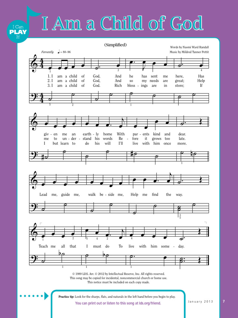 I Am a Child of God Sheet Music | PDF | Restorationism (Christianity ...