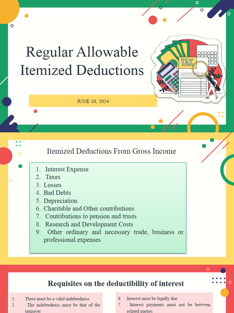 Regular Allowable Itemized Deductions - 2024 | PDF | Tax Deduction | Expense