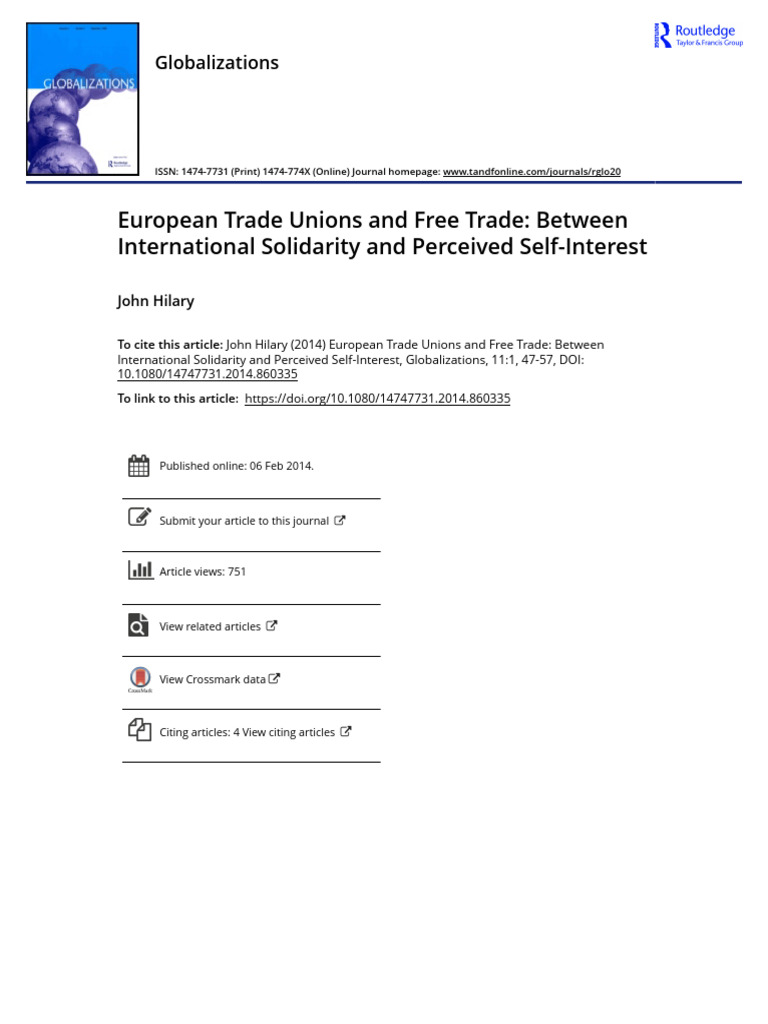 European Trade Unions and Free Trade Between International Solidarity ...