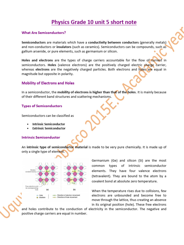 Physics G10 Short Note U5 | PDF | Bipolar Junction Transistor | P–N Junction
