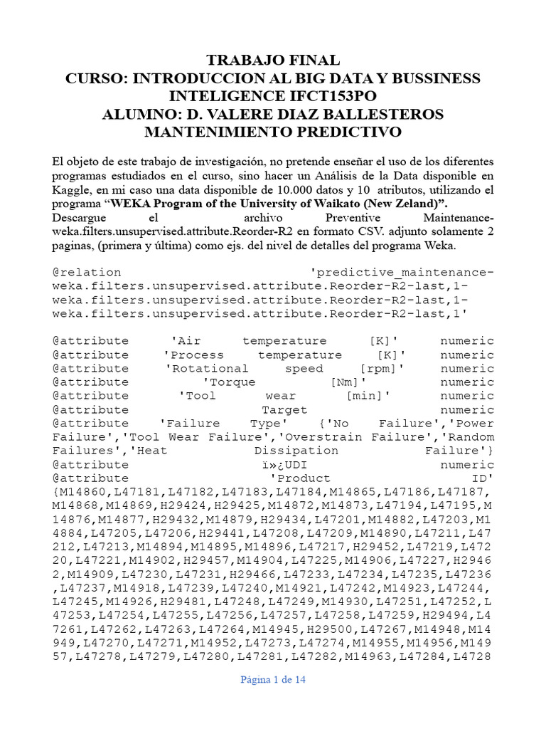 Weka - Trabajo Final 2 | PDF