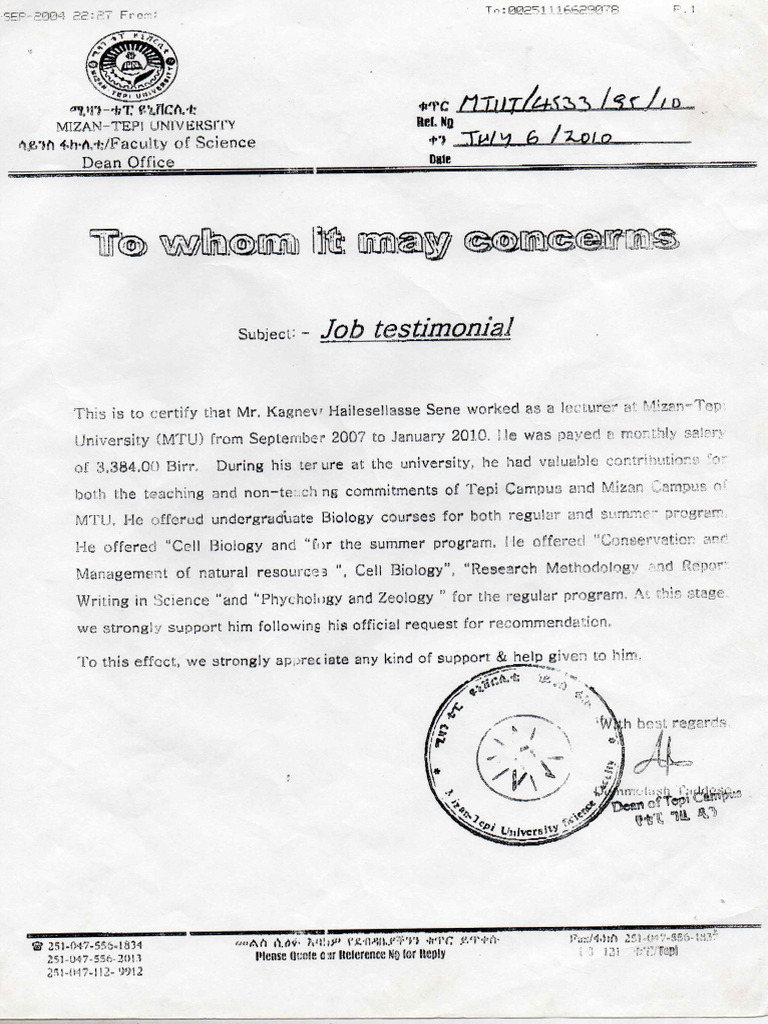 MTU-letter of Job Experience | PDF