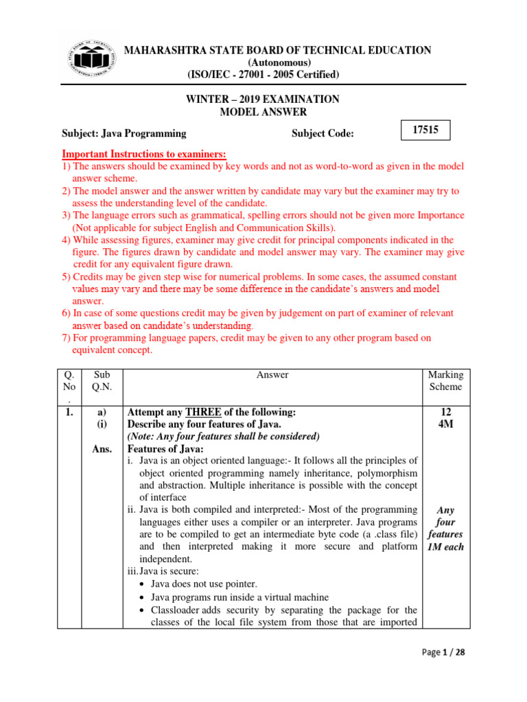 17515 2019 Winter Model Answer Paper[Msbte Study Resources] | PDF ...