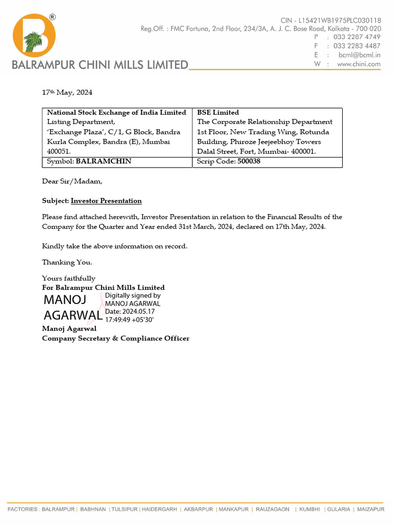 BCML Investor-Presentation March-24 | PDF | Sugarcane | Sugar
